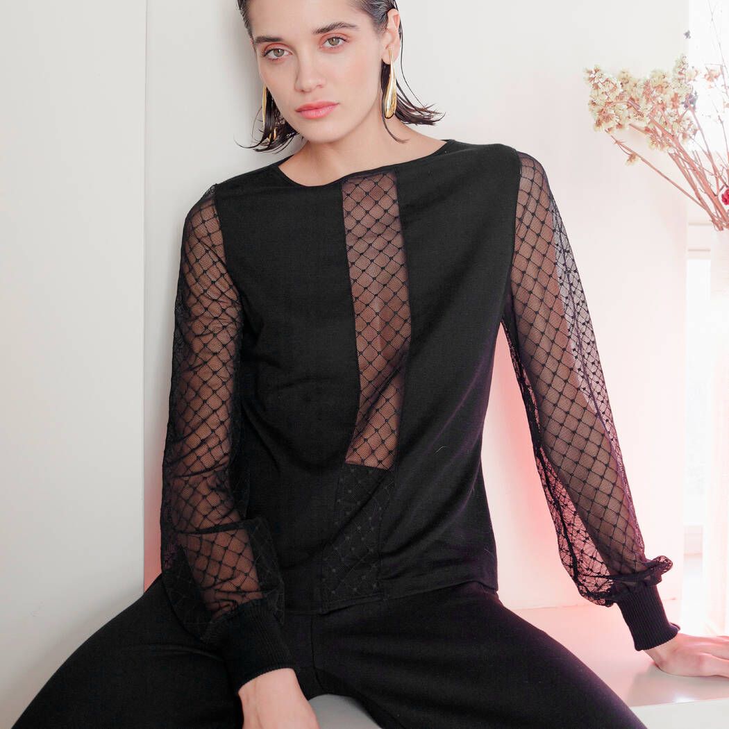 Wool and silk round-neck top Oscalito Linosa