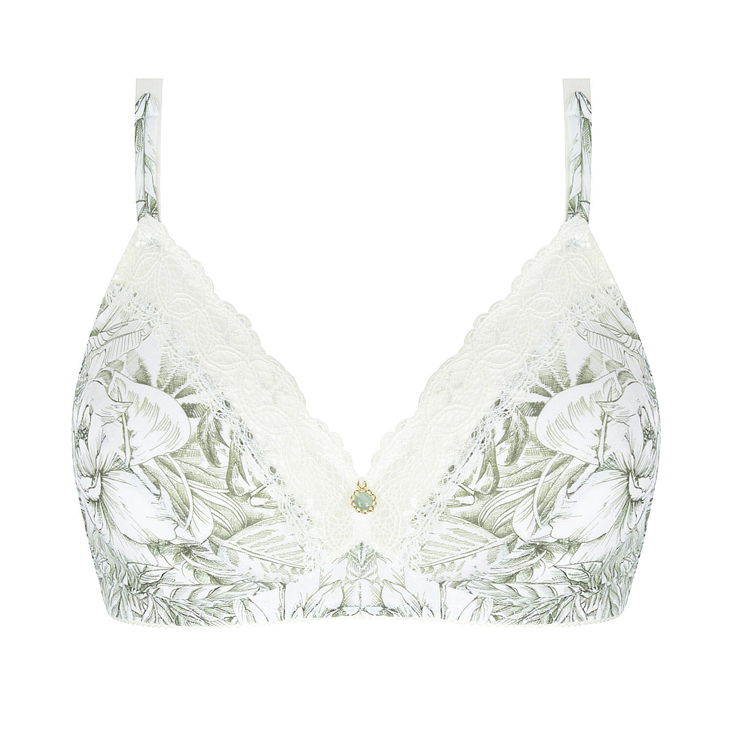 Plus size wireless bra Antigel Échappée Green